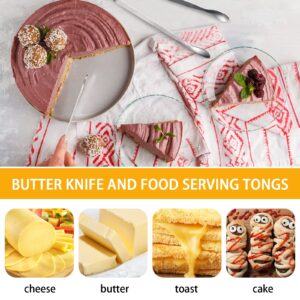 5 Pieces Serving Utensils Including 3 Pieces Butter Cheese Spreader 2 Pieces Sugar Tongs Ice Tongs Kitchen Tongs Stainless Steel Serving Tongs Sugar Cube Tongs for Tea Party Desserts Coffee Bar