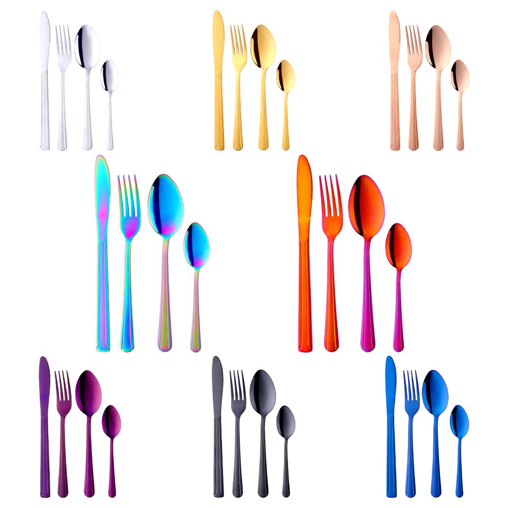 BuyGo Silverware Set, 32-Piece Flatware Set for 8 Stainless Steel Dinnerware Set Cutlery Tableware, Include Dinner Knife/Fork/Spoon/Teaspoon, Dishwasher Safe