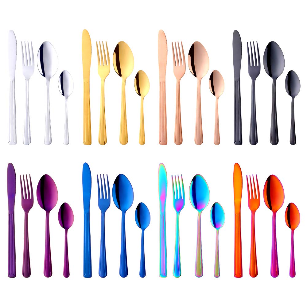 BuyGo Silverware Set, 32-Piece Flatware Set for 8 Stainless Steel Dinnerware Set Cutlery Tableware, Include Dinner Knife/Fork/Spoon/Teaspoon, Dishwasher Safe