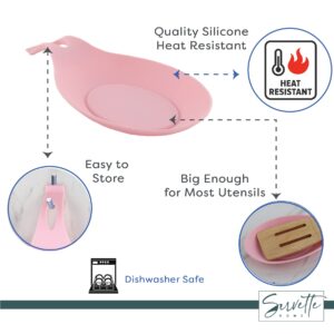 Silicone Spoon Rest for Kitchen Spoon Holder - Pink