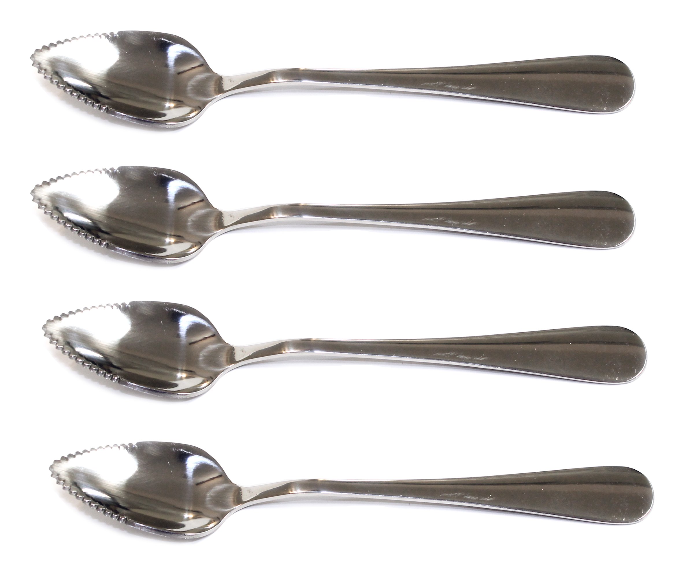 Chef Craft Set of 4 Stainless Steel Grapefruit Spoons, Serrated Edges, Silver