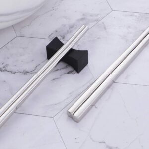 Buyer Star 5-Pair Silver Stainless Steel Chopsticks Metal Reusable Chopsticks Chinese Square Chopsticks