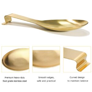 Stainless Steel Spoon Rest (2 Pack), VOJACO Spoon Rest for Kitchen Counter, Gold Spoon Holder for Stove Top for Spoons, Ladle, Spatula, Cooking Utensils or Kitchen Tools – Dishwasher Safe