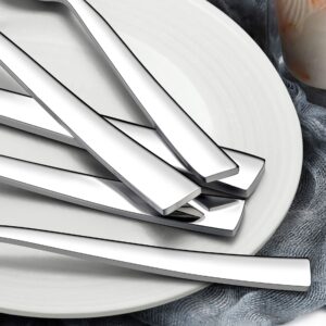 LIANYU 65-Piece Silverware Set with Serving Utensils, Stainless Steel Square Flatware Cutlery Set for 12, Eating Utensils Tableware Set, Mirror Finish