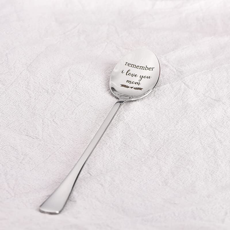 Mom Gifts Spoons from Daughters Sons Remember I Love You Mom Mother's Day Birthday Gift for Mother Mom Mummy Spoon Engraved Coffee Dessert Butter Spoon for Mama Christmas Gifts