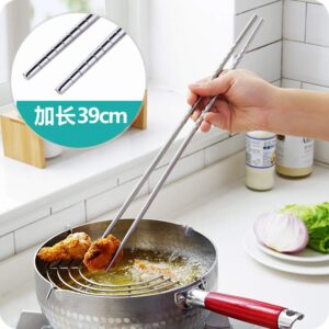 Extra Long Chopsticks for Cooking,Frying,Noodle, 15" inch Stainless Steel Non-Slip Spiral Chopsticks Tableware Dinnerware (2)