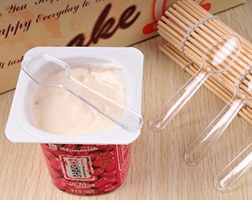 500Pcs 3 Inch Clear Mini Plastic Spoons Disposable Tasting Spoon Scoops for Dessert Ice Cream Appetizer Cake Spices Food Supply