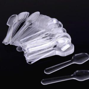 500Pcs 3 Inch Clear Mini Plastic Spoons Disposable Tasting Spoon Scoops for Dessert Ice Cream Appetizer Cake Spices Food Supply