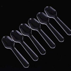 500Pcs 3 Inch Clear Mini Plastic Spoons Disposable Tasting Spoon Scoops for Dessert Ice Cream Appetizer Cake Spices Food Supply