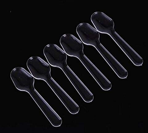 500Pcs 3 Inch Clear Mini Plastic Spoons Disposable Tasting Spoon Scoops for Dessert Ice Cream Appetizer Cake Spices Food Supply