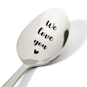 funny we love you spoon engraved stainless steel, coffee tea lovers gifts for women nana grandma mom papa birthday christmas gift