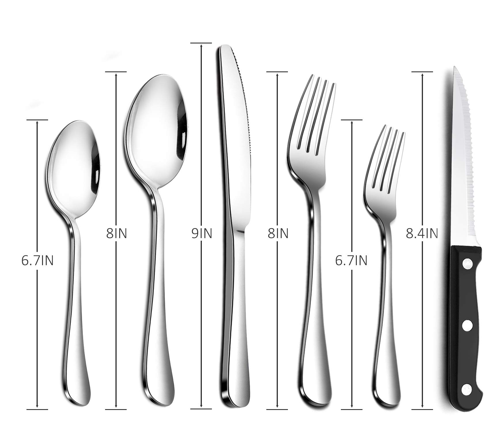 Teivio Silverware Set, Flatware Set Mirror Polished, Dishwasher Safe Service for 6, Include Knife/Fork/Spoon with Bamboo 5-Compartment Silverware Drawer Organizer Box (36 piece, Silver)