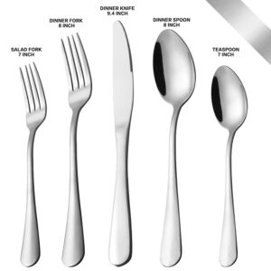 Silverware Set, 40-Piece Flatware Set, Stainless Steel Home Kitchen Hotel Restaurant Tableware Cutlery Set, Service for 8,Include Knife/Fork/Spoon,Mirror polished, Dishwasher Safe