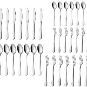 Silverware Set, 40-Piece Flatware Set, Stainless Steel Home Kitchen Hotel Restaurant Tableware Cutlery Set, Service for 8,Include Knife/Fork/Spoon,Mirror polished, Dishwasher Safe