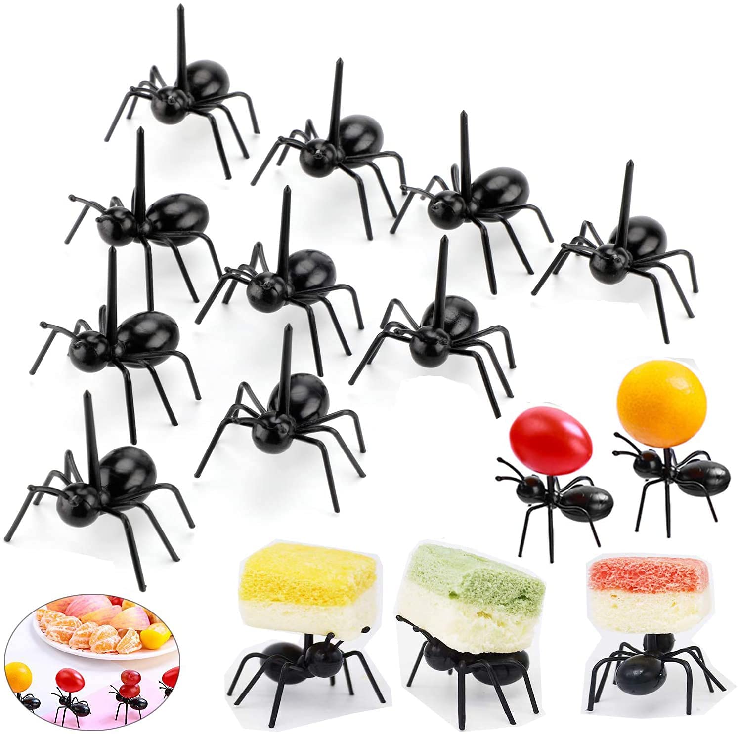 12 PCS Ants Toothpicks Food Fruit Picks Decoration Ant Shape Forks Snack Cake Dessert Tableware for Home Party Dinner Fruit Pick