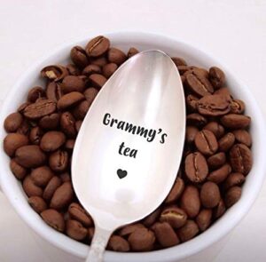 grammy's tea engraved spoon gift for grandma - grammy gifts for grandma - nana gifts from grandkids/grandchildren - nana spoon - 7 inch long sturdy stainless steel