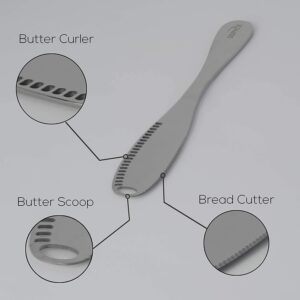 Sophix Butter Knife, Elegant Gift Butter Knife Spreader with Holes, Stainless Steel Easy Spread Butter Knife & Curler that makes the Butter Spread better | 3 in 1 Kitchen Gadget