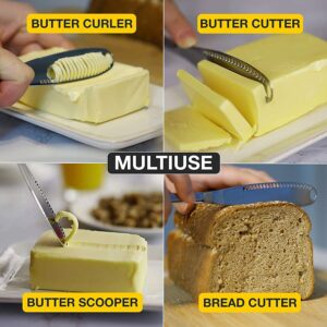 Sophix Butter Knife, Elegant Gift Butter Knife Spreader with Holes, Stainless Steel Easy Spread Butter Knife & Curler that makes the Butter Spread better | 3 in 1 Kitchen Gadget