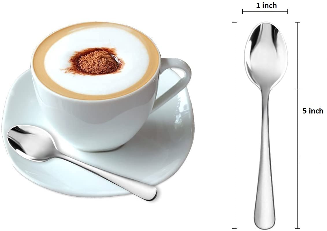 Comicfs 12-Piece Demitasse Espresso Spoons, Mini Coffee Spoon, 5 Inches Stainless Steel Small Spoons for Dessert, Tea, Appetizer