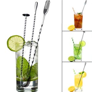 JETKONG 4 Pcs Bar Spoons Cocktail Mixing Spoon 12-Inch Bar Stirring Spoon Stainless Steel Cocktail Stirrer, Long Handle Drink Stirrers Cocktail Spoons