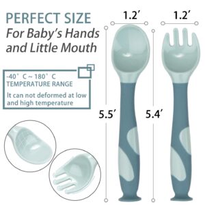 Baby Utensils Spoons Forks with Travel Safe Case for Toddler Babies Children Feeding Training Spoon Easy Grip Bendable Perfect Self Feeding Learning Stand Spoon Fork