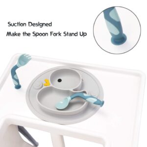 Baby Utensils Spoons Forks with Travel Safe Case for Toddler Babies Children Feeding Training Spoon Easy Grip Bendable Perfect Self Feeding Learning Stand Spoon Fork