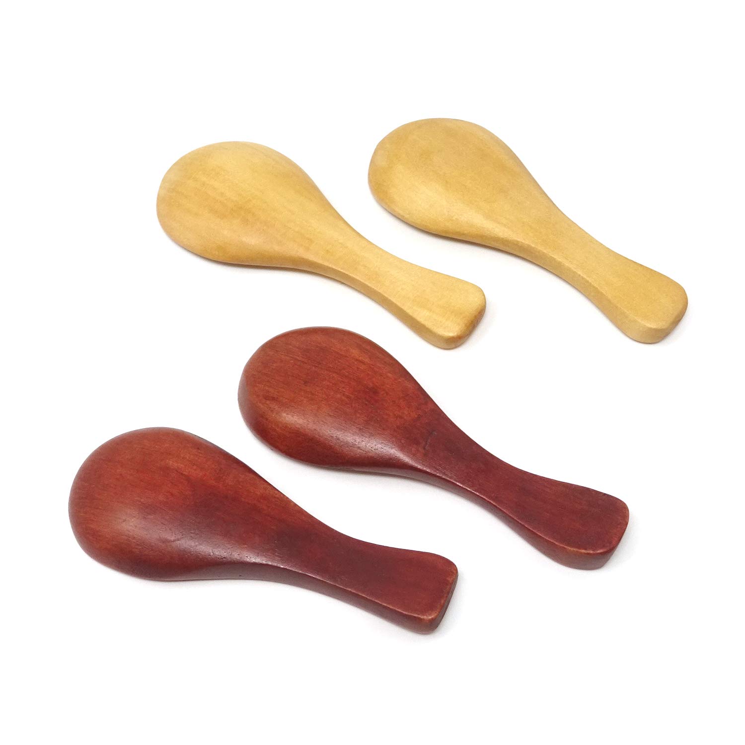 Honbay 4PCS Small Short Handle Wooden Teaspoons Handmade Ice Cream Salt Spoons Honey Coffee Jam Mustard Spoons for Condiments Seasoning Bottle (3.2")