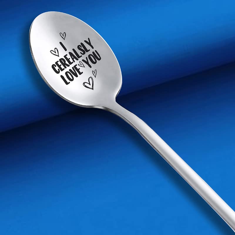 Couples Birthday Christmas Gifts for Boyfriend Girlfriend Funny Gifts for Wife Husband Anniversary Presents for Couple I Cerealsly Love You Spoon for Cereal