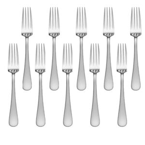 Gourmet Basics by Mikasa Satin Symmetry Stainless Steel Dinner Fork, Set of 10