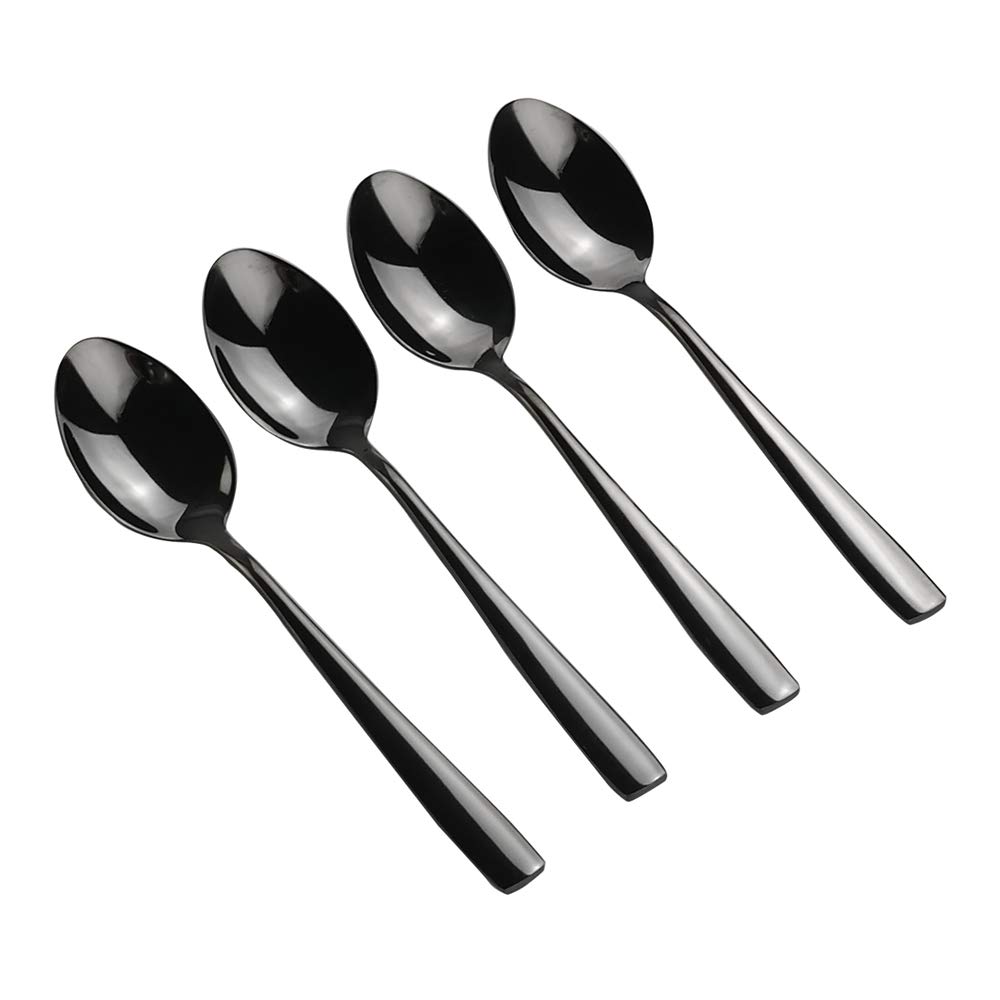 Teyyvn 12-Piece Black Stainless Steel Dessert Spoons