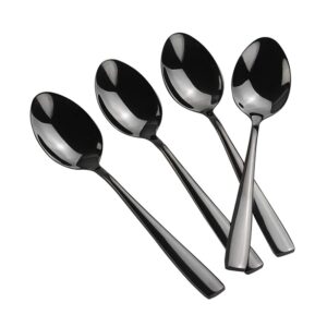 Teyyvn 12-Piece Black Stainless Steel Dessert Spoons