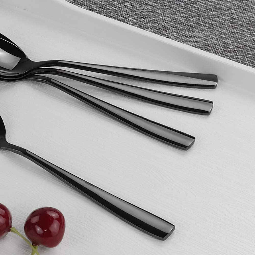 Teyyvn 12-Piece Black Stainless Steel Dessert Spoons