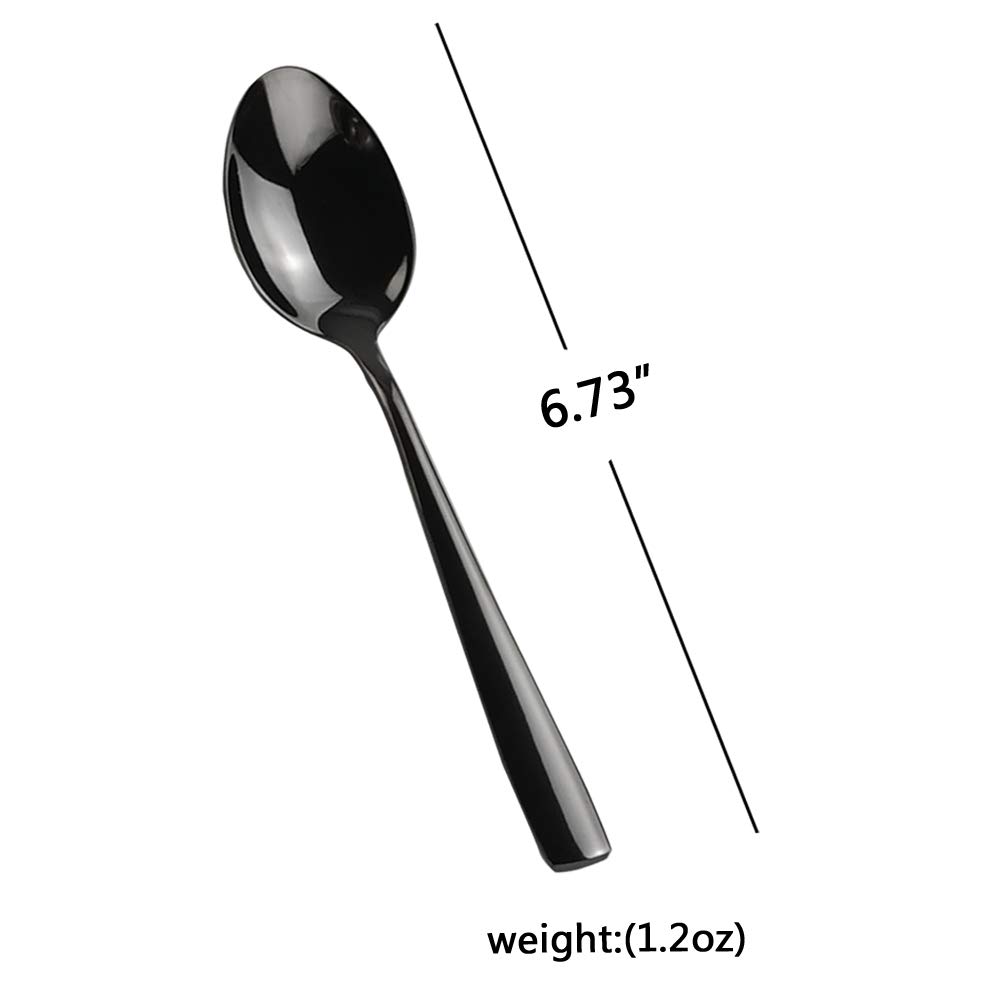 Teyyvn 12-Piece Black Stainless Steel Dessert Spoons