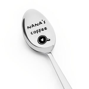 nana coffee spoons gift from grandkids, nana's coffee spoon for grandma grandmother mothers day birthday gifts engraved coffee tea spoons coffee lover gift for nana nanny grandmom gigi mimi