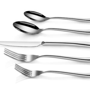 Artaste 56525 Rain II Forged 18/10 Stainless Steel Flatware 20 Piece Set, Service for 4, Silver