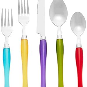 Gibson Home 105913.20 Santoro 20 Piece Set Plastic Handle Flatware on Hanging Rack, Multicolor