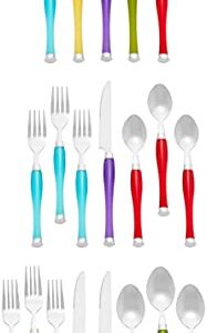 Gibson Home 105913.20 Santoro 20 Piece Set Plastic Handle Flatware on Hanging Rack, Multicolor