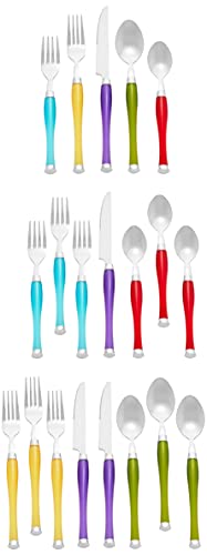 Gibson Home 105913.20 Santoro 20 Piece Set Plastic Handle Flatware on Hanging Rack, Multicolor