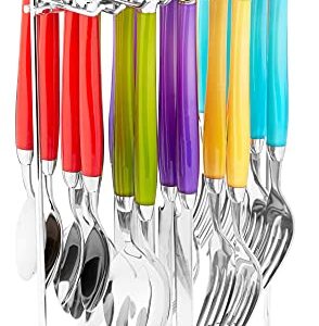 Gibson Home 105913.20 Santoro 20 Piece Set Plastic Handle Flatware on Hanging Rack, Multicolor