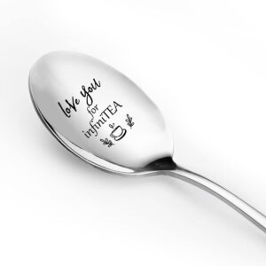 love you for infinitea spoon teaspoon engraved stainless steel, best friend besties tea lover couple gifts for birthday christmas wedding anniversary