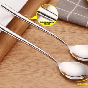 Miupoo Spoons,Stainless Steel Long handled soup spoons,Silver,10 Piece (8.7x1.6 Inches)