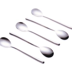 Miupoo Spoons,Stainless Steel Long handled soup spoons,Silver,10 Piece (8.7x1.6 Inches)