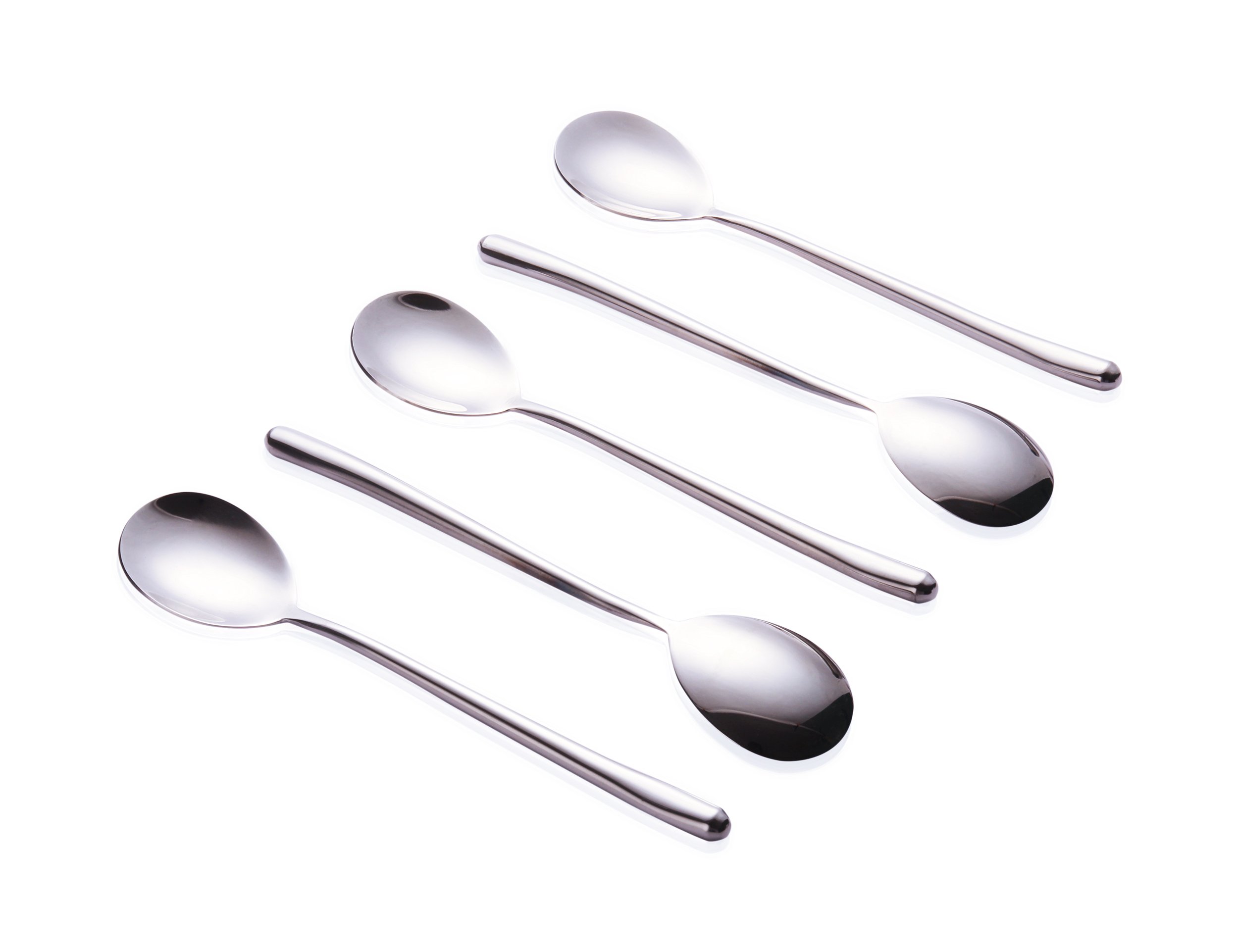 Miupoo Spoons,Stainless Steel Long handled soup spoons,Silver,10 Piece (8.7x1.6 Inches)