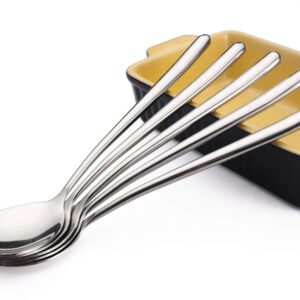 Miupoo Spoons,Stainless Steel Long handled soup spoons,Silver,10 Piece (8.7x1.6 Inches)