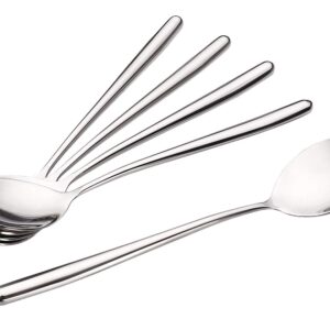 Miupoo Spoons,Stainless Steel Long handled soup spoons,Silver,10 Piece (8.7x1.6 Inches)