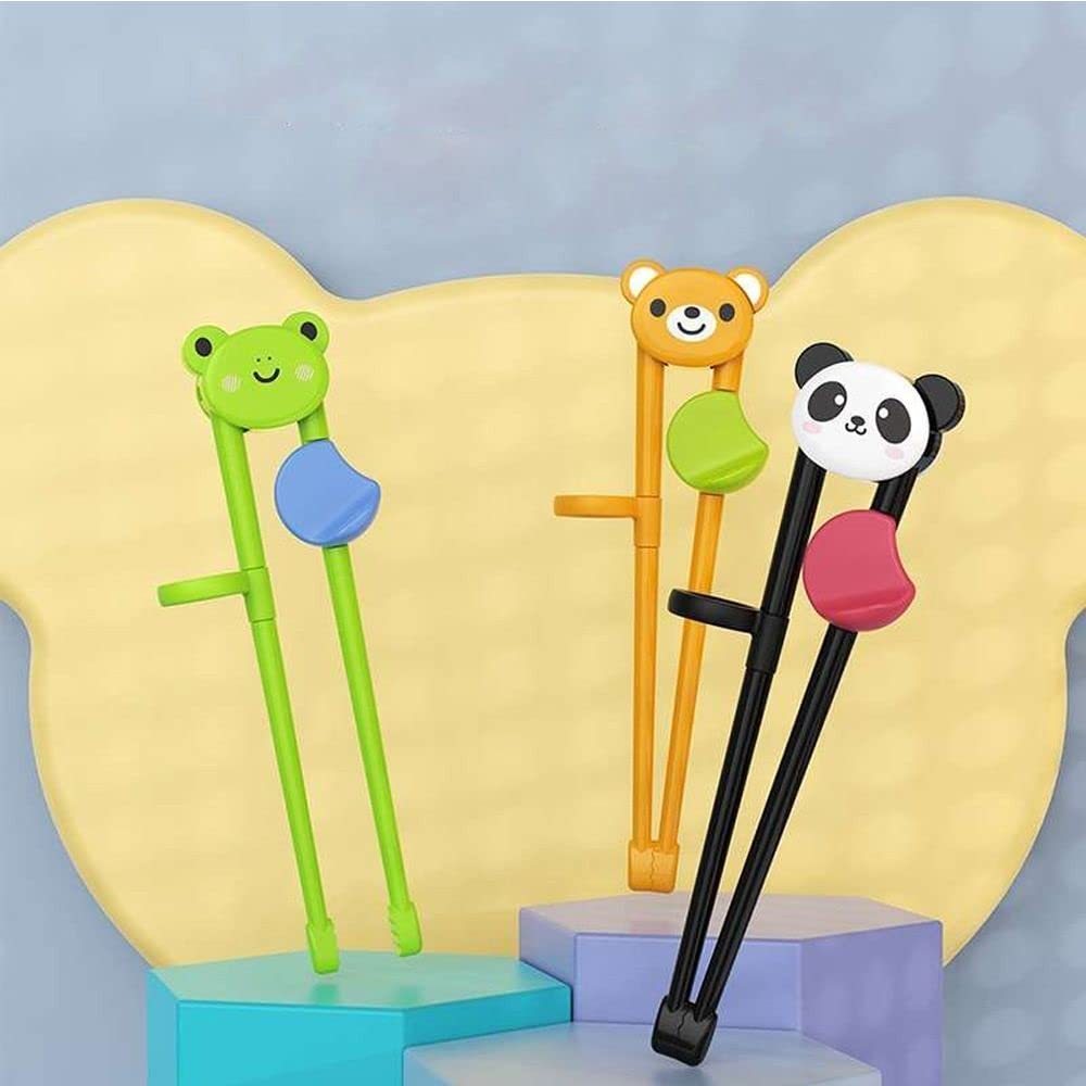 MinLia Cartoon Animal Chopsticks Practice Helper, Reusable Eating Training Tools, Cute Tableware Learn Tools(Frog)