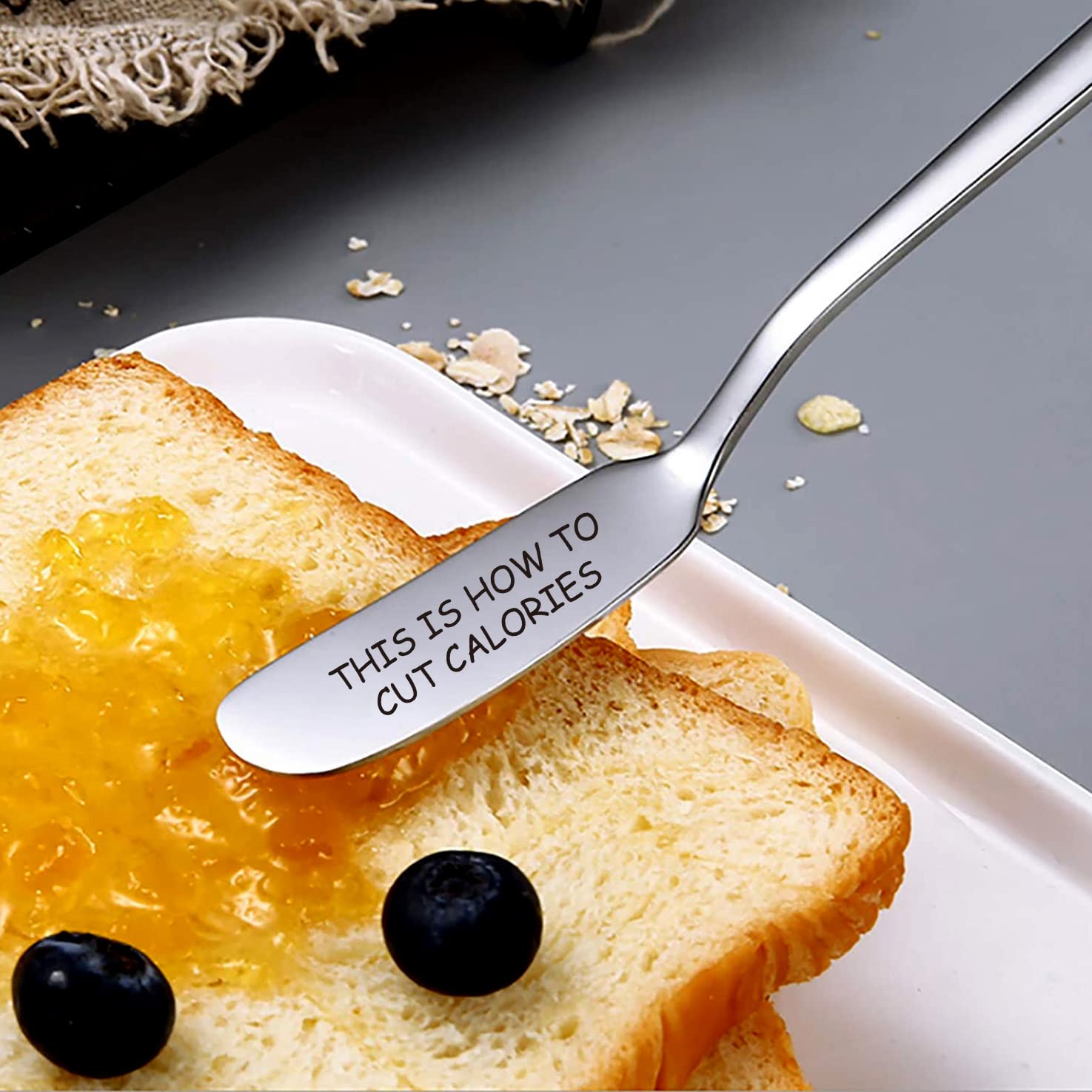 LRUIOMVE This Is How To Cut Calories Stainless Steel Engraved Butter Knife, Butter Spreader for Toast and Bread, Breakfast Spreads, Cheese and Condiments Gift for Valnetine's Day