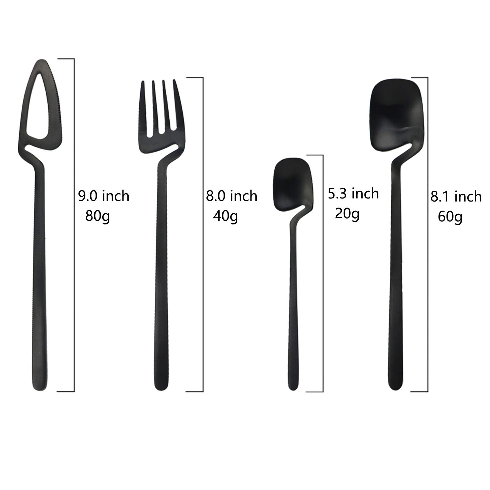 JASHII Hangable 24-Piece Silverware Set, Satin Finish Flatware Cutlery Set Service for 6, Knives/Forks/Spoons Included, Dishwasher Safe (Matte Black)