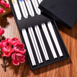 5 Pairs Porcelain Chopsticks, 9.5 Inch High-grade Bone Chopsticks, Reusable Dishwasher Safe