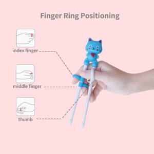 Chopsticks for Kids, 1 Pair Training Chopsticks for Kids, Cute Cat Learning Practice Chopsticks with Case